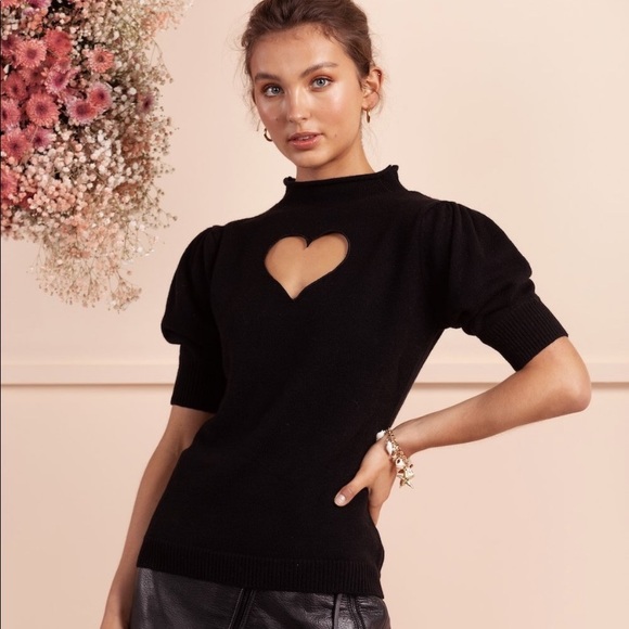 LoveShackFancy | Sweaters | Bubish Mishell Heart Cutout 0 Merino Wool ...